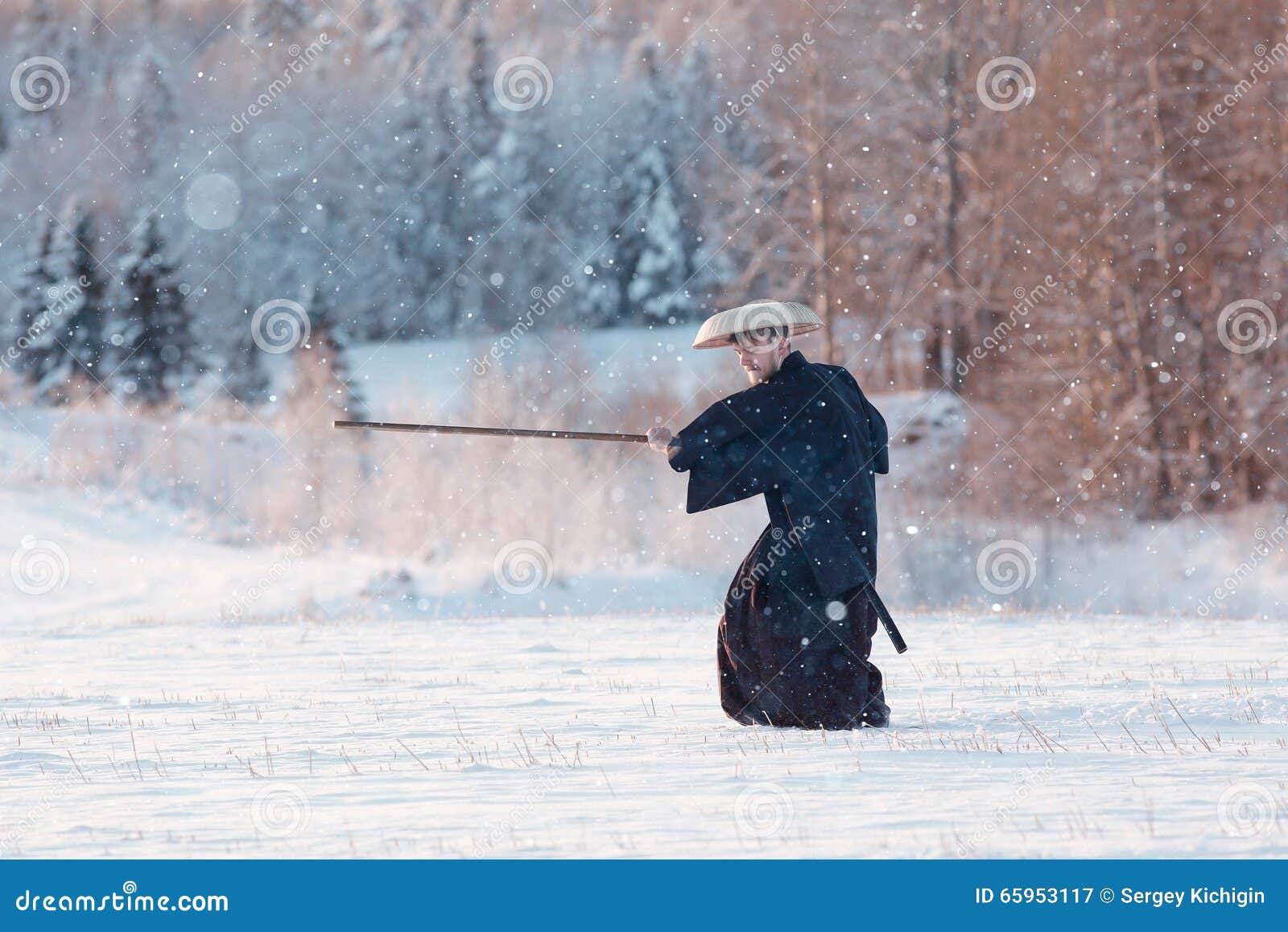 Warrior in snowy landscape stock image. Image of china - 65953117