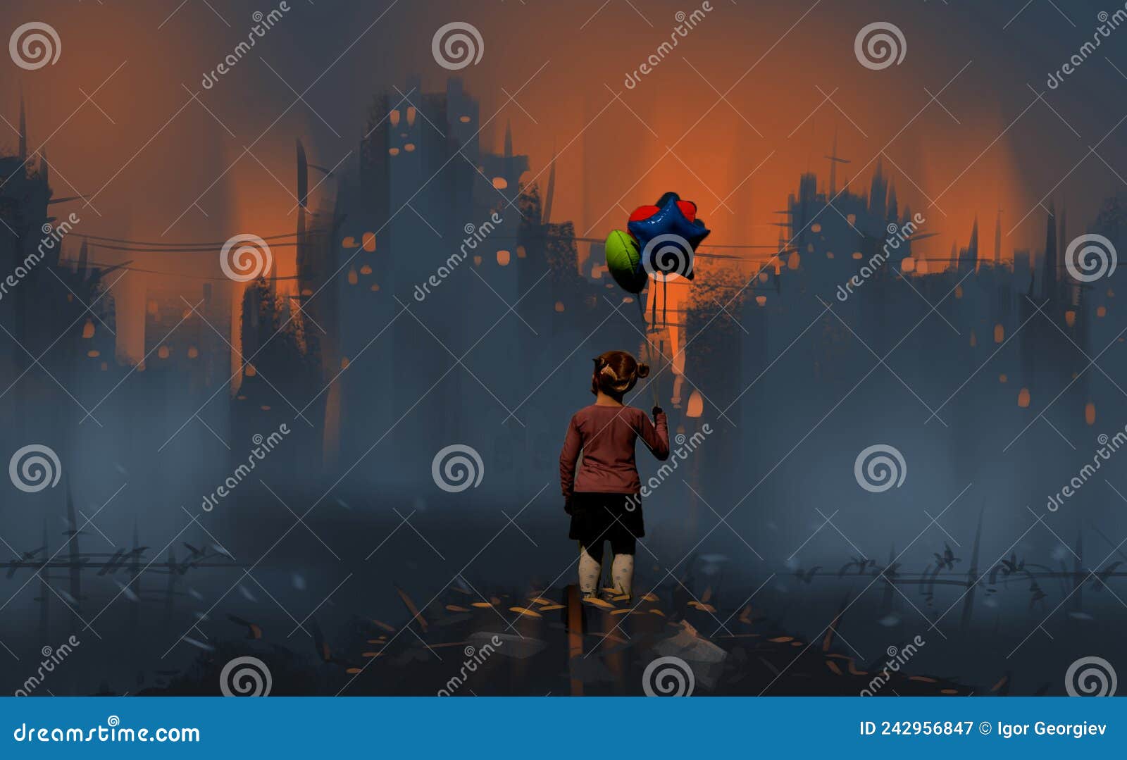 Little Boy Trapped In A Marine Background. Vector Cartoon Character ...