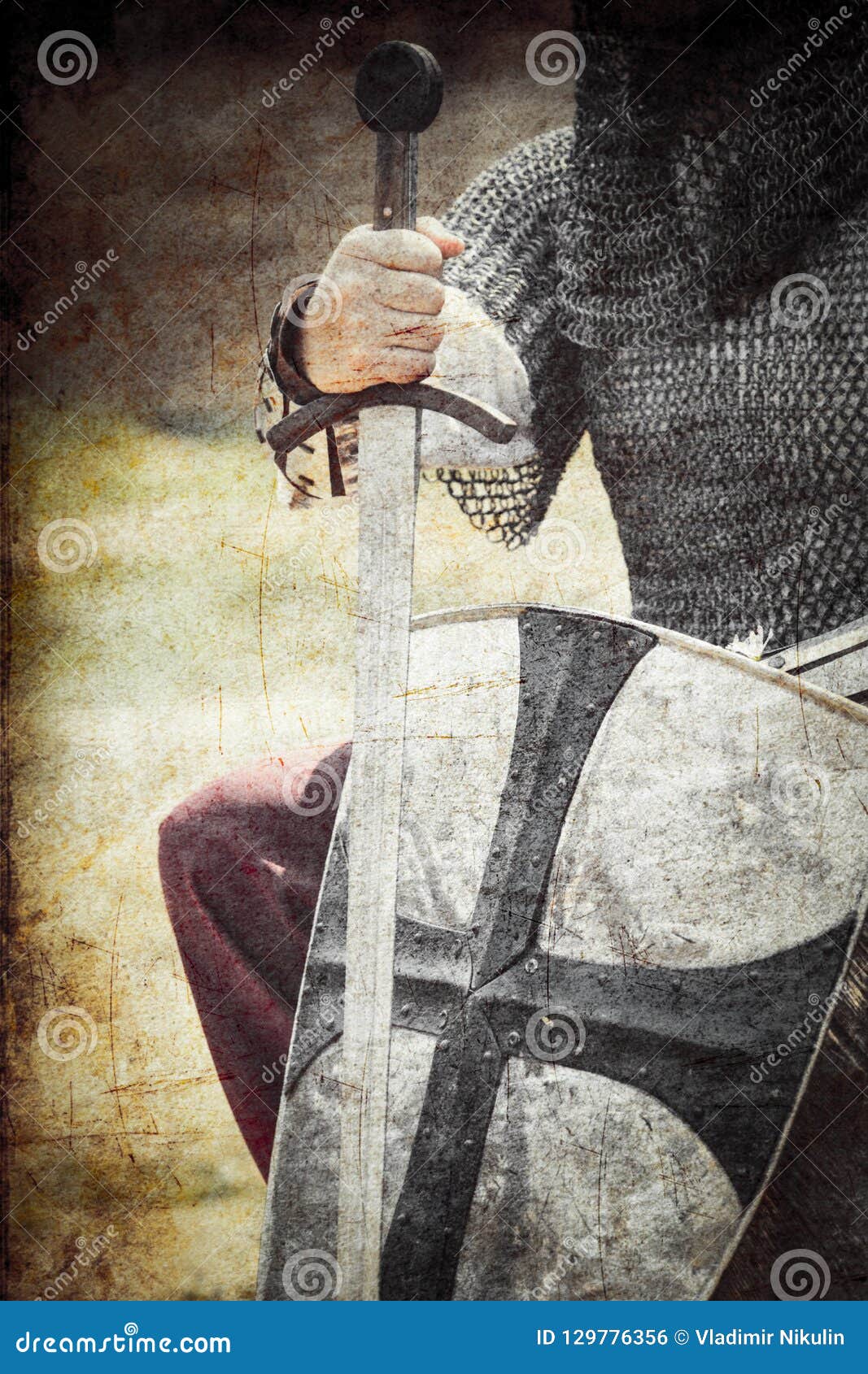 Warrior with Sword and Shield Stock Photo - Image of armor, chivalry ...