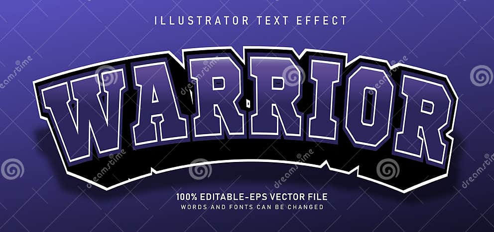 Warrior Text Effect Design Vector Stock Vector - Illustration of type ...