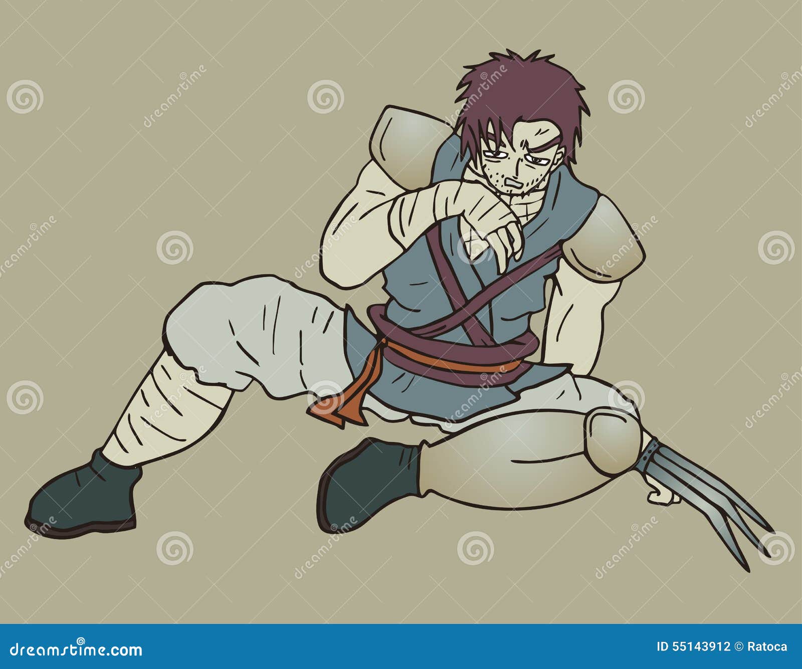 Warrior tired illustration stock vector. Illustration of ninjas - 55143912
