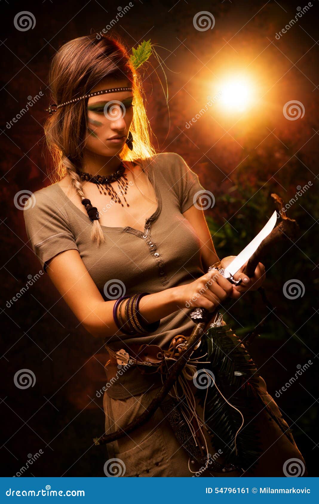 Warrior Woman with Combat Knife Stock Image - Image of beautiful ...