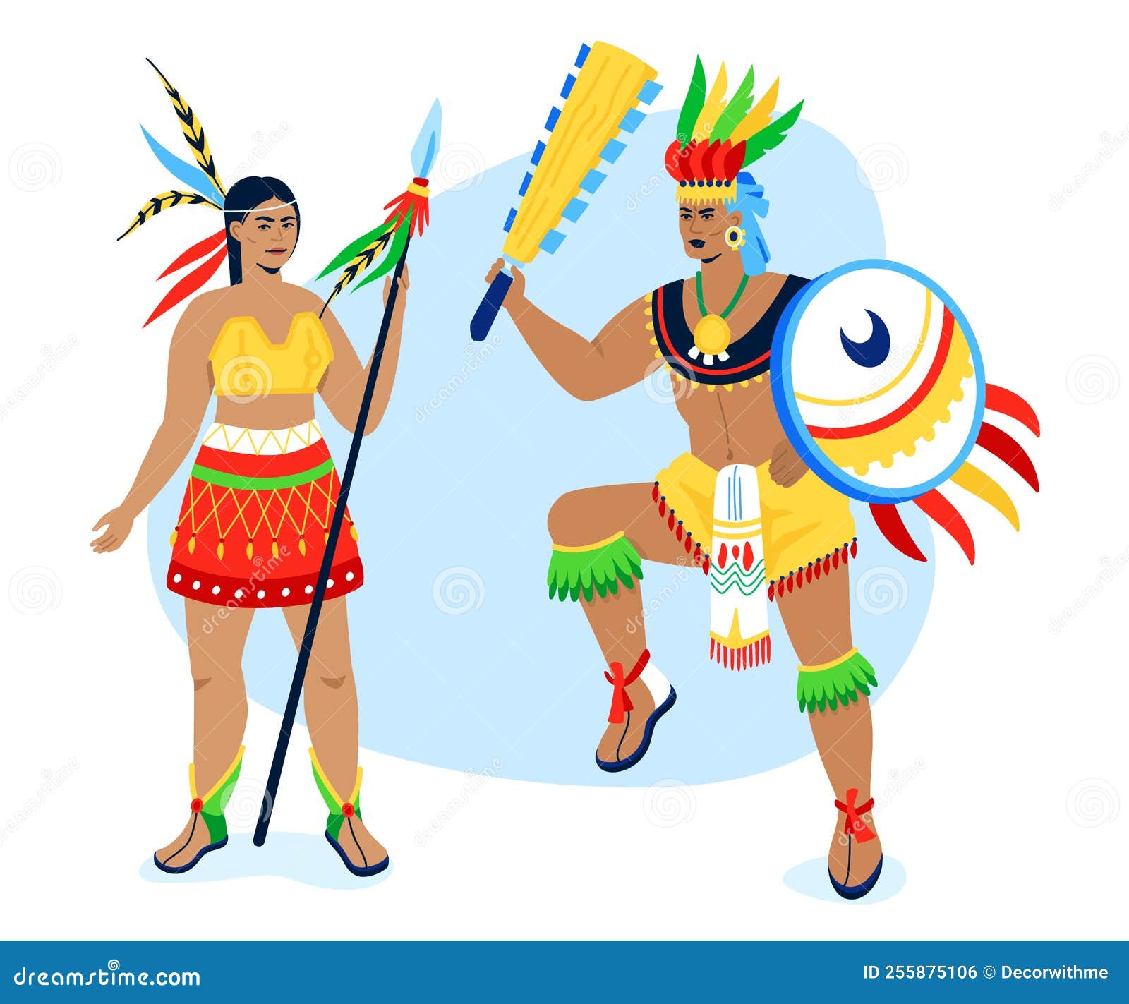 Aztec Warriors Totems Doodle Art Cartoon Vector | CartoonDealer.com ...