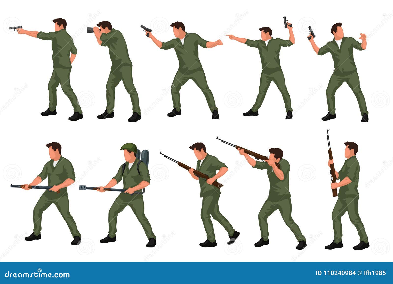 Warriors men in set 01 stock vector. Illustration of flamethrower ...