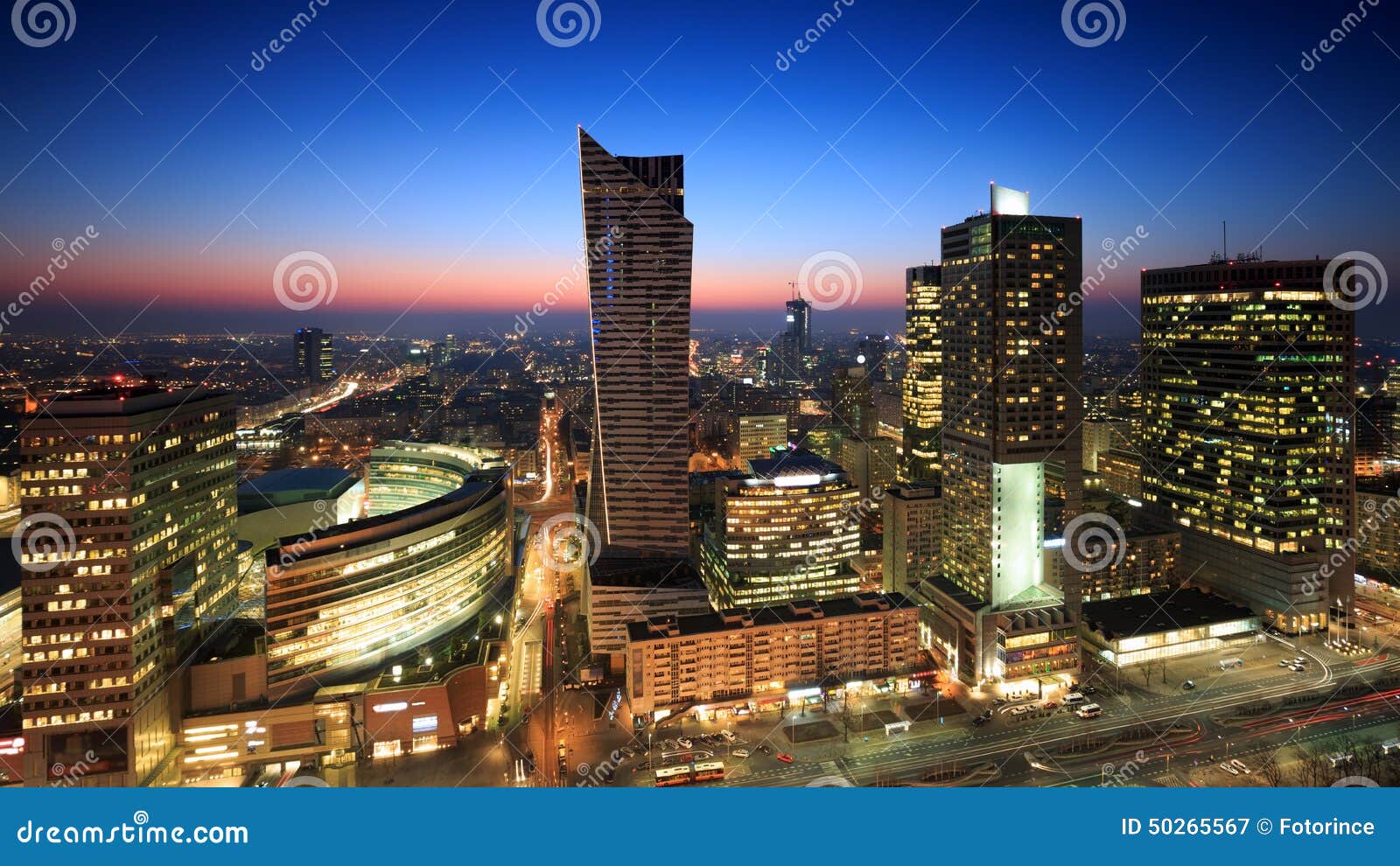Warsaw City Center at Sunset Stock Image - Image of tourism, center ...