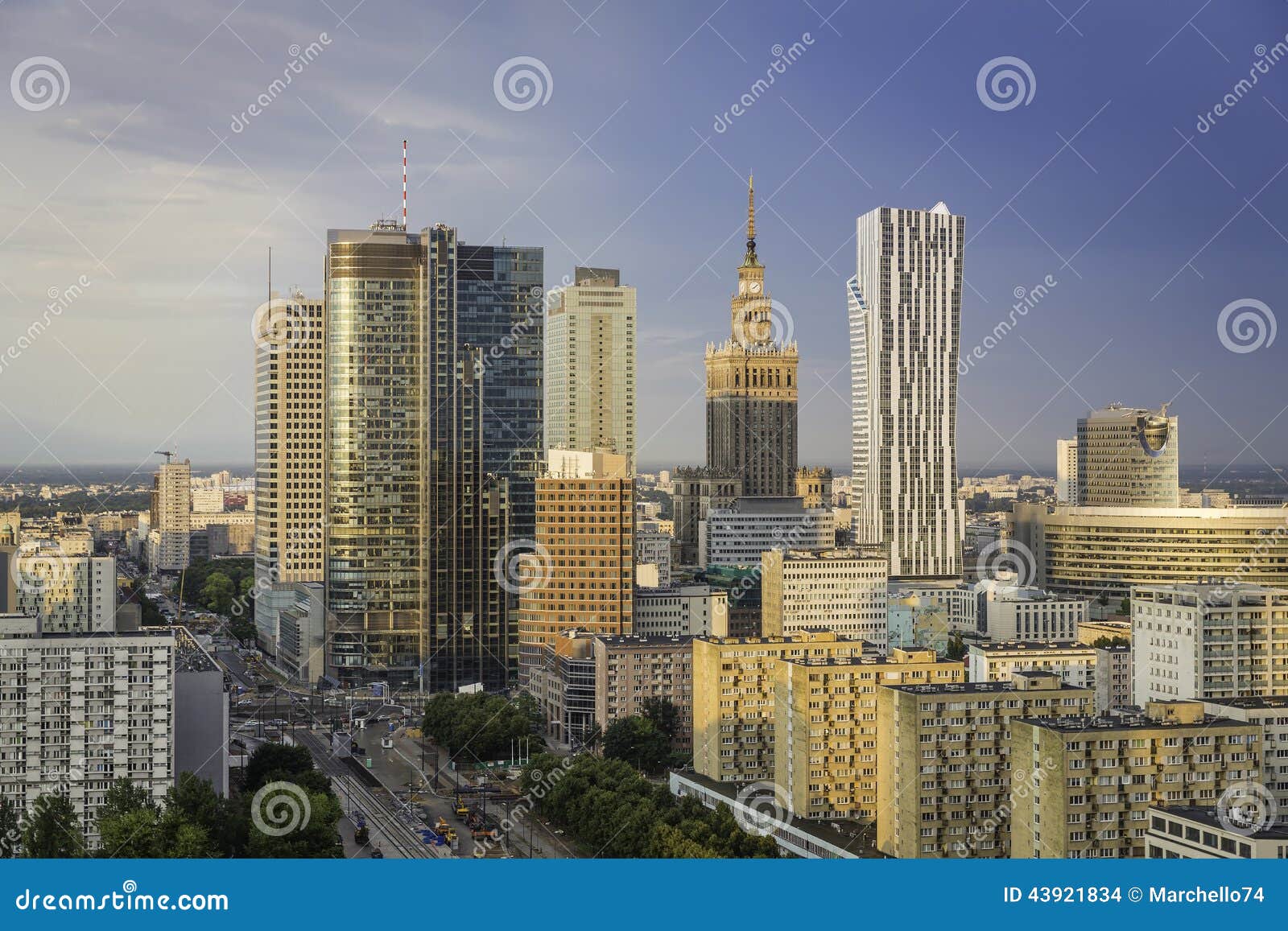 Warsaw Downtown in Late Summer Afternoon Stock Photo - Image of street ...