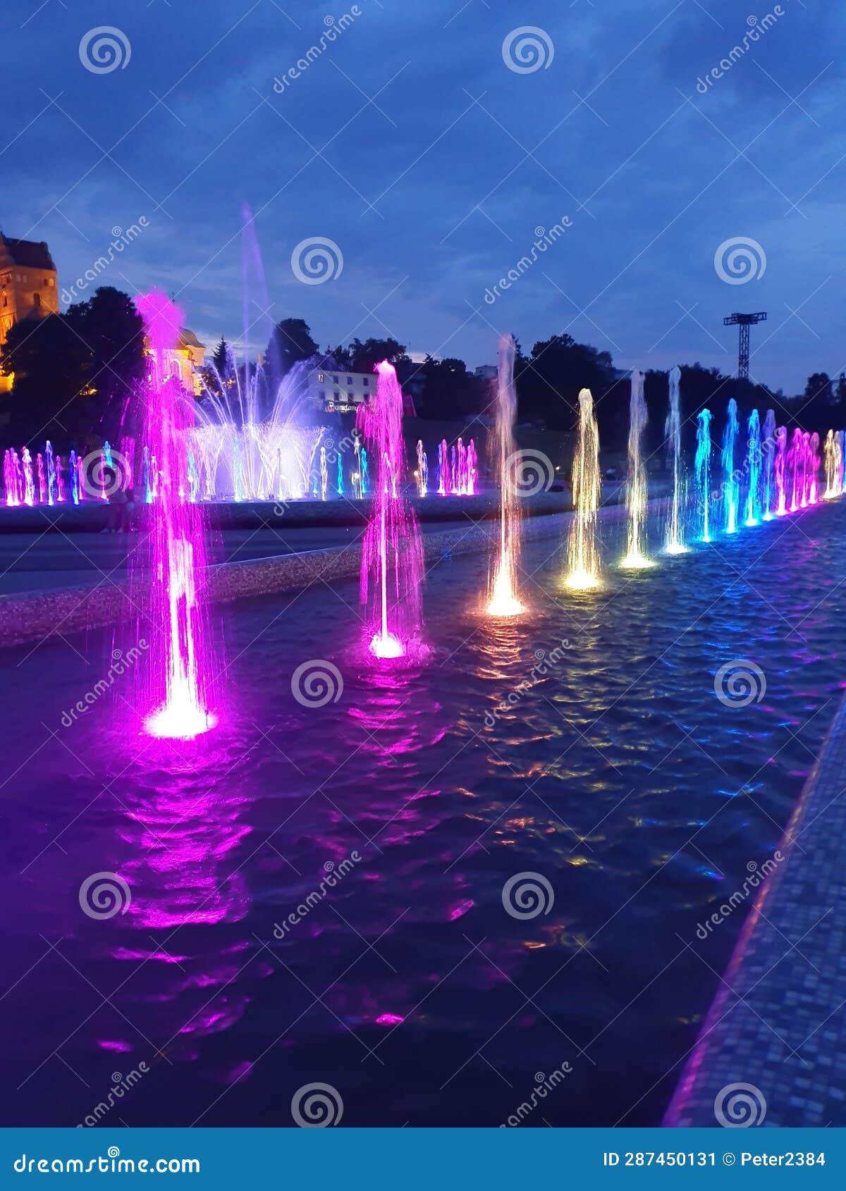 Warsaw fountain colors stock image. Image of colors - 287450131