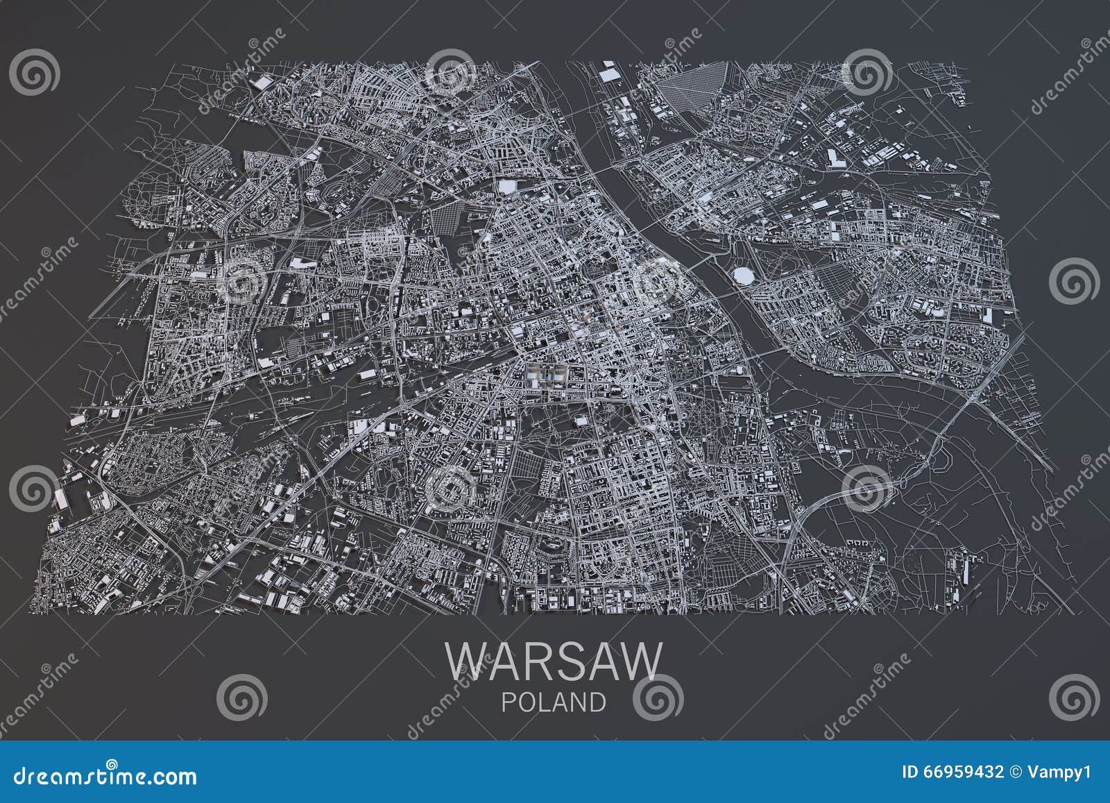 Warsaw Map, Satellite View, Poland Stock Photography | CartoonDealer ...