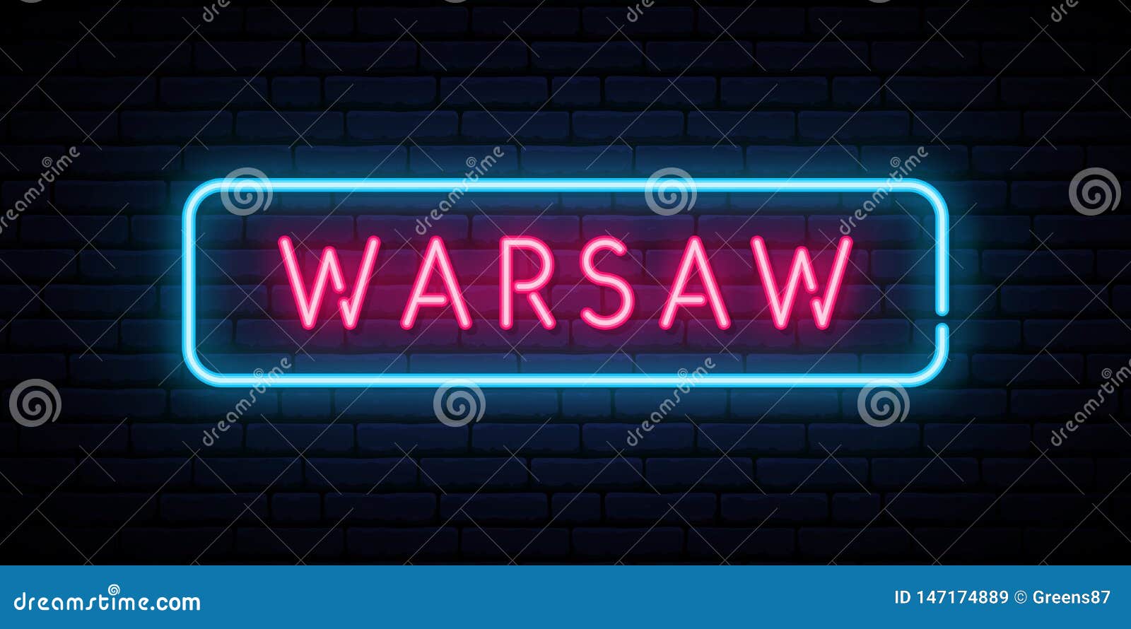 Warsaw Neon Sign. Bright Light Signboard Stock Vector - Illustration of ...