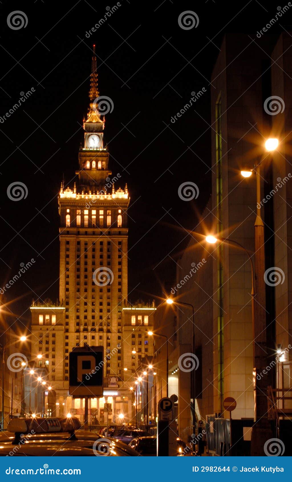 Warsaw by night1 stock photo. Image of europe, poland - 2982644