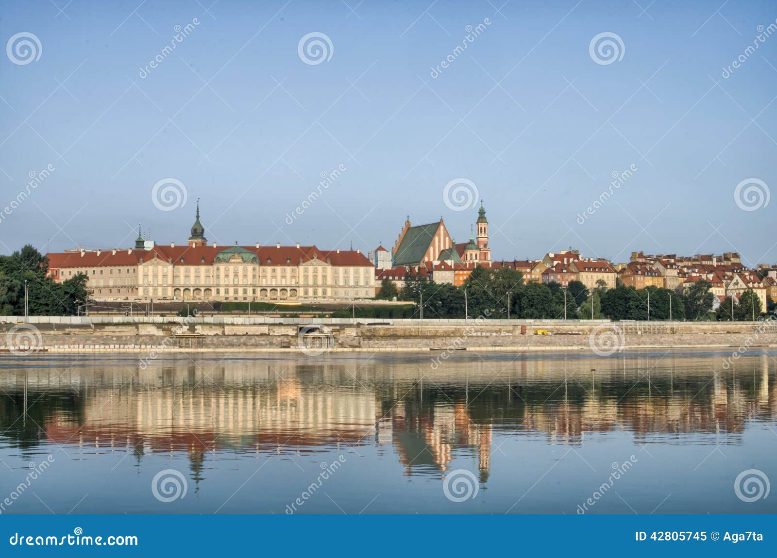 Warsaw Old Town View Over Vistula River Stock Image - Image of ...