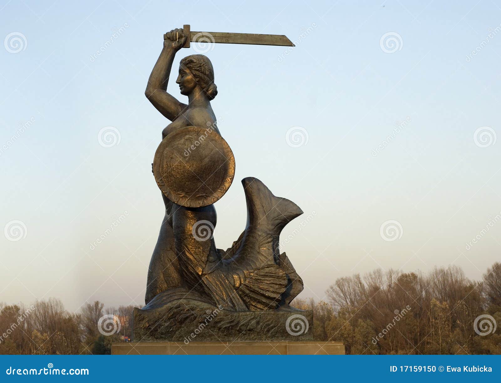 Warsaw shield siren statue stock photo. Image of shield - 17159150