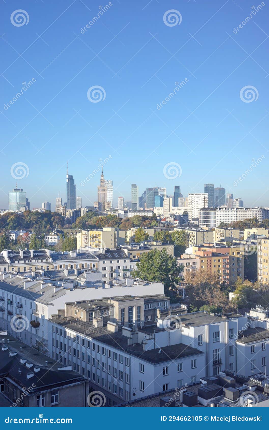 Warsaw Skyline on a Cloudless Day, Poland Stock Image - Image of view ...
