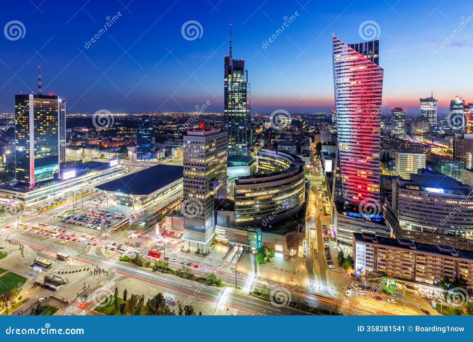 Warsaw Skyline Skyscraper Panorama With Palace Of Culture And Science ...