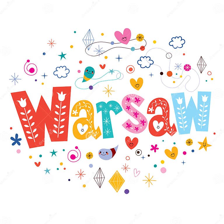 Warsaw Typography Lettering Design Stock Vector - Illustration of ...