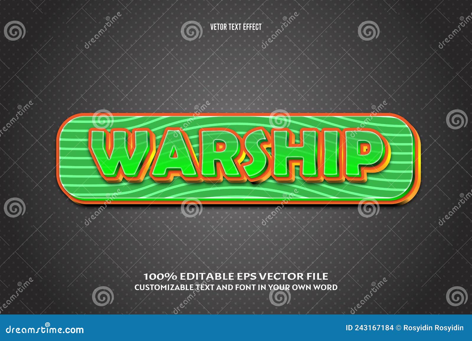 Warship Editable Text Effect 3 Dimension Emboss Comic Style Stock ...