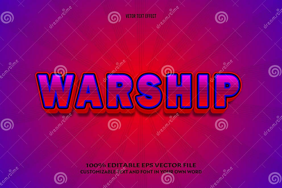 Warship Editable Text Effect 3 Dimension Emboss Comic Style Stock ...
