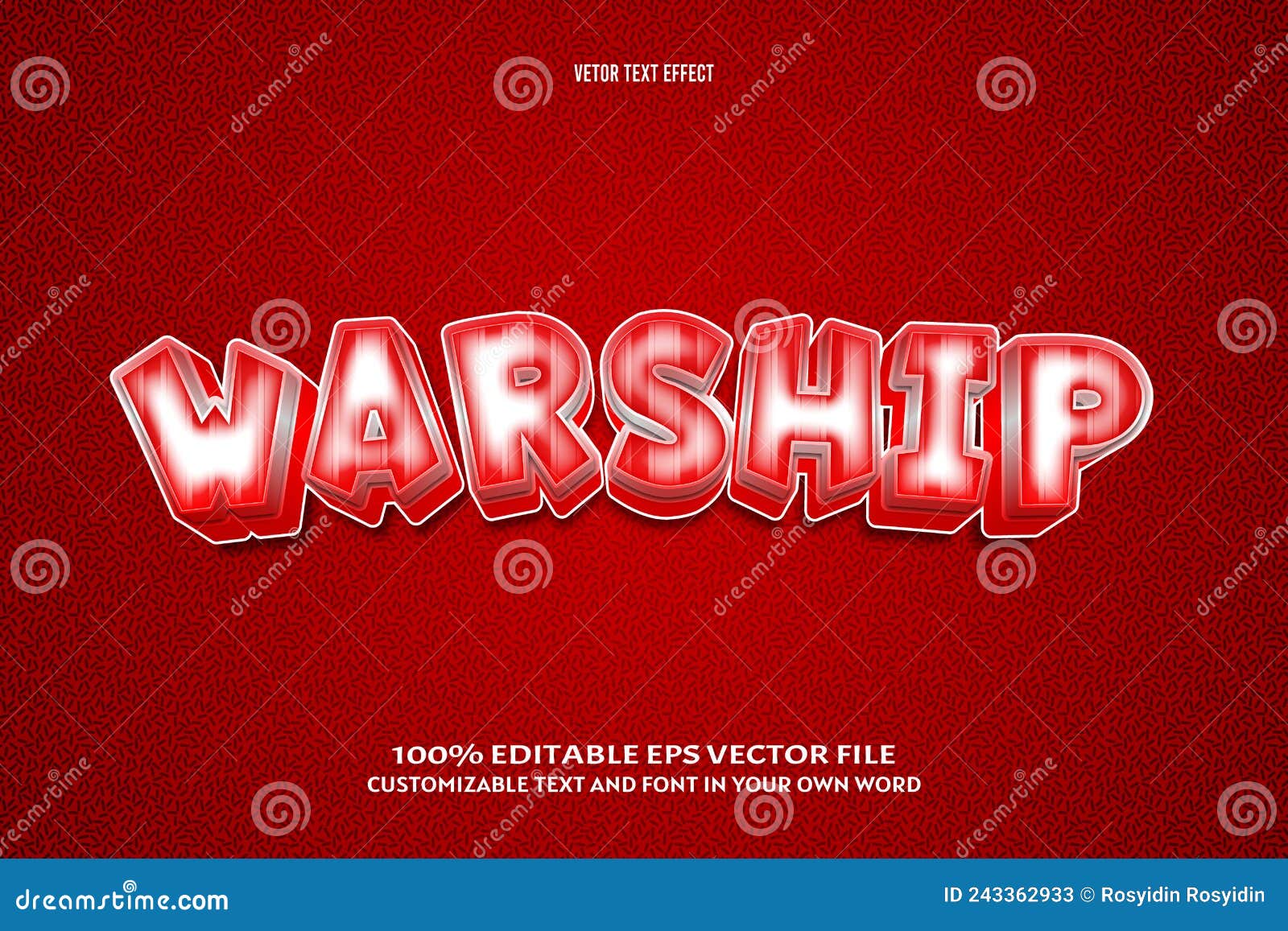 Warship Editable Text Effect Red Color 3 Dimension Emboss Comic Style ...