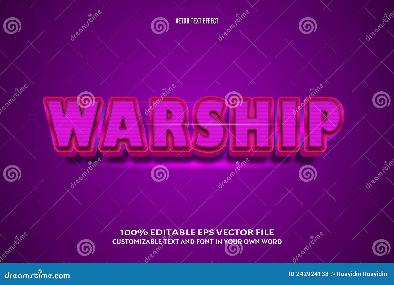 Warship Editable Text Effect 3 Dimension Emboss Modern Style Stock ...