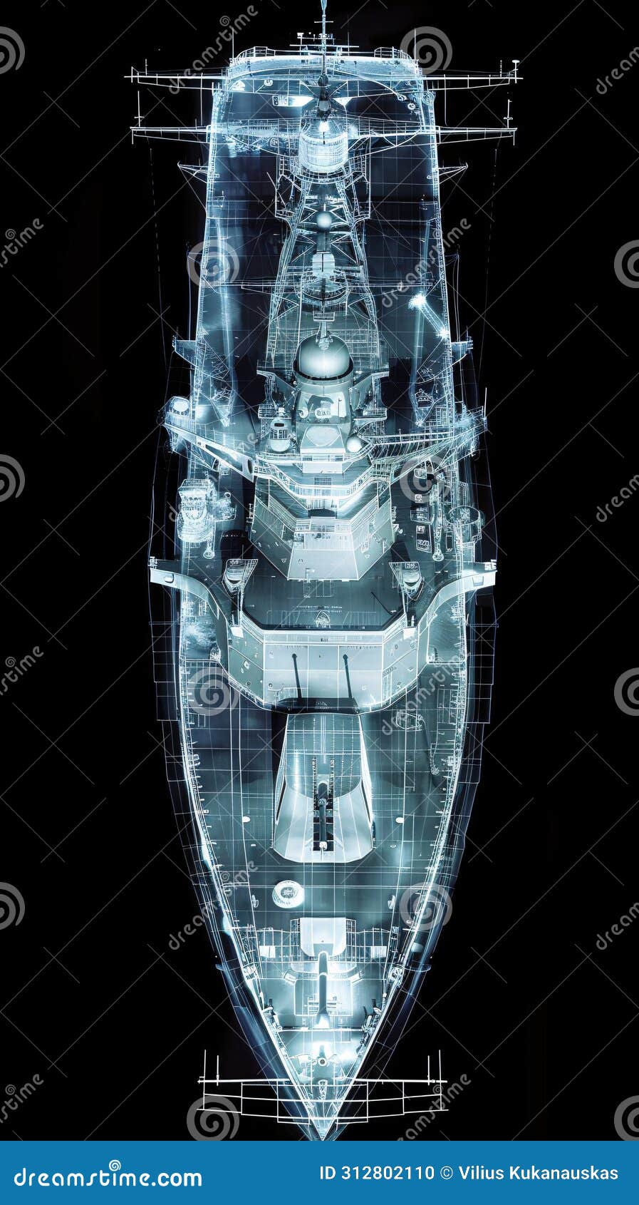 Warship Anatomy in X-ray Vision Stock Illustration - Illustration of ...