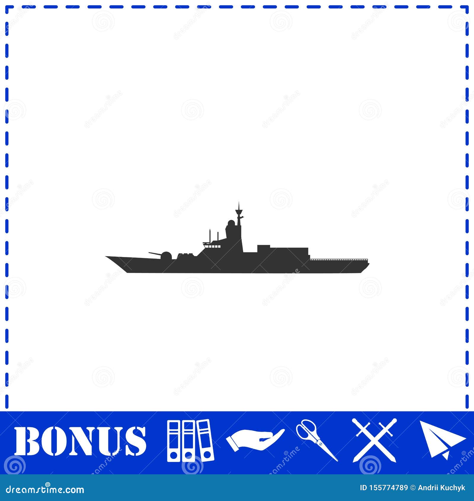 Warship icon flat stock vector. Illustration of army - 155774789