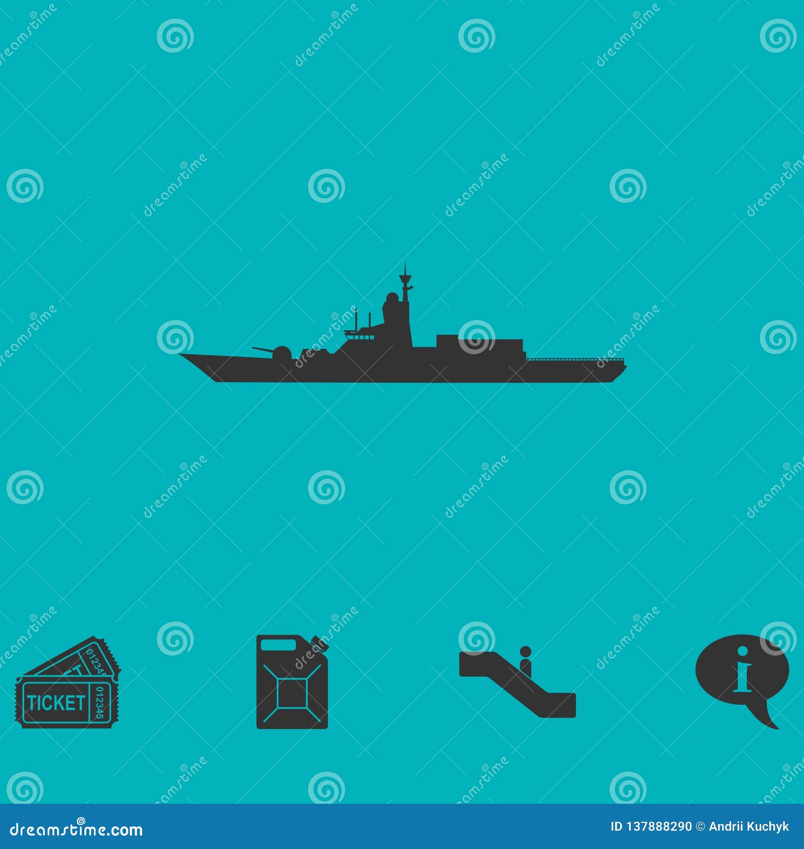 Warship icon flat stock vector. Illustration of boat - 137888290