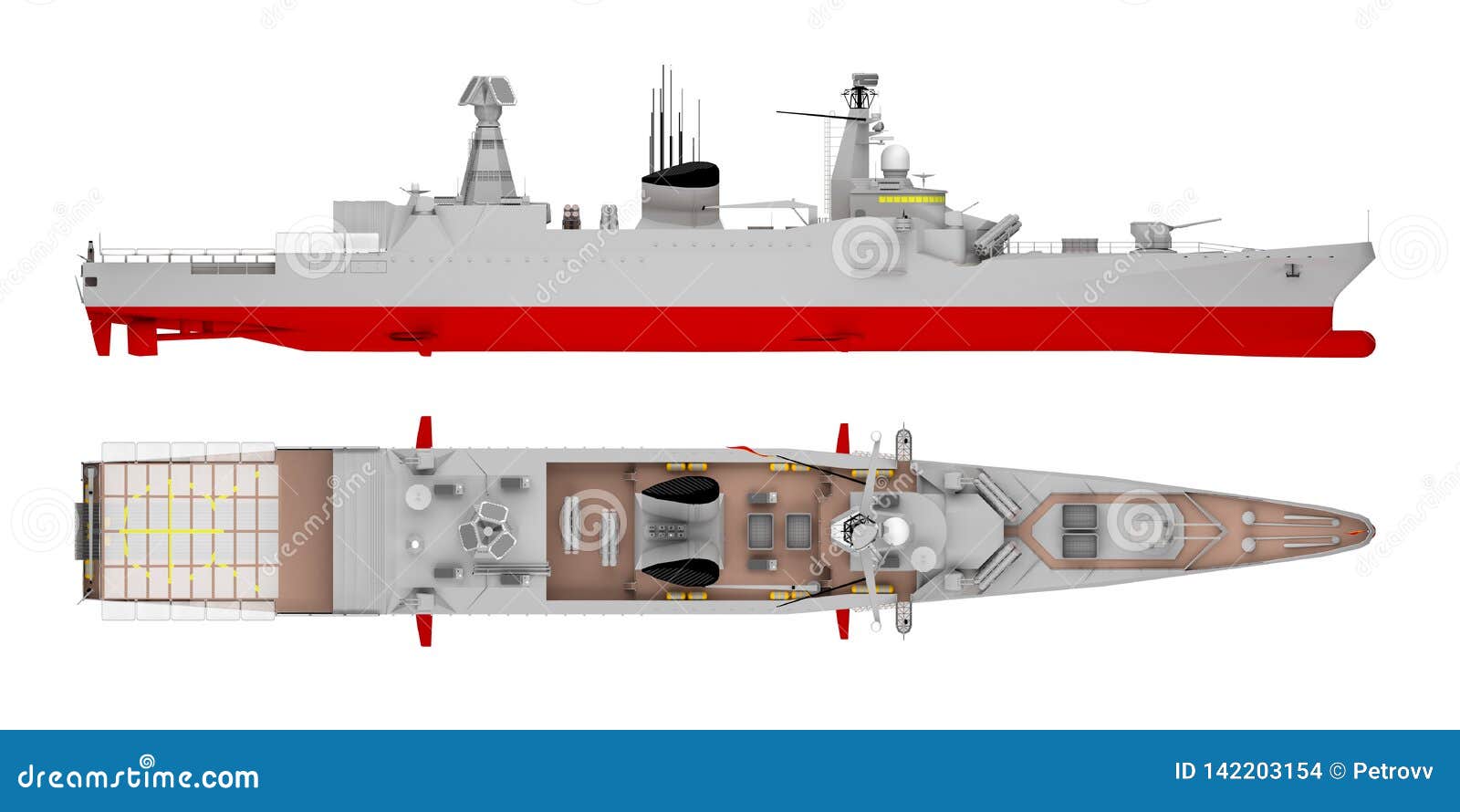 Warship Side View. Military Ship. Cartoon Destroyer | CartoonDealer.com ...