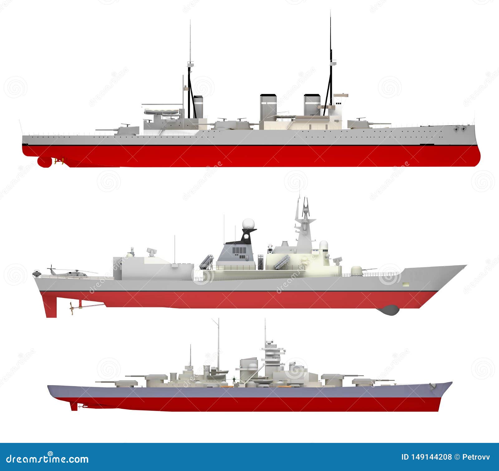 Warship Side View. Military Ship. Cartoon Destroyer | CartoonDealer.com ...