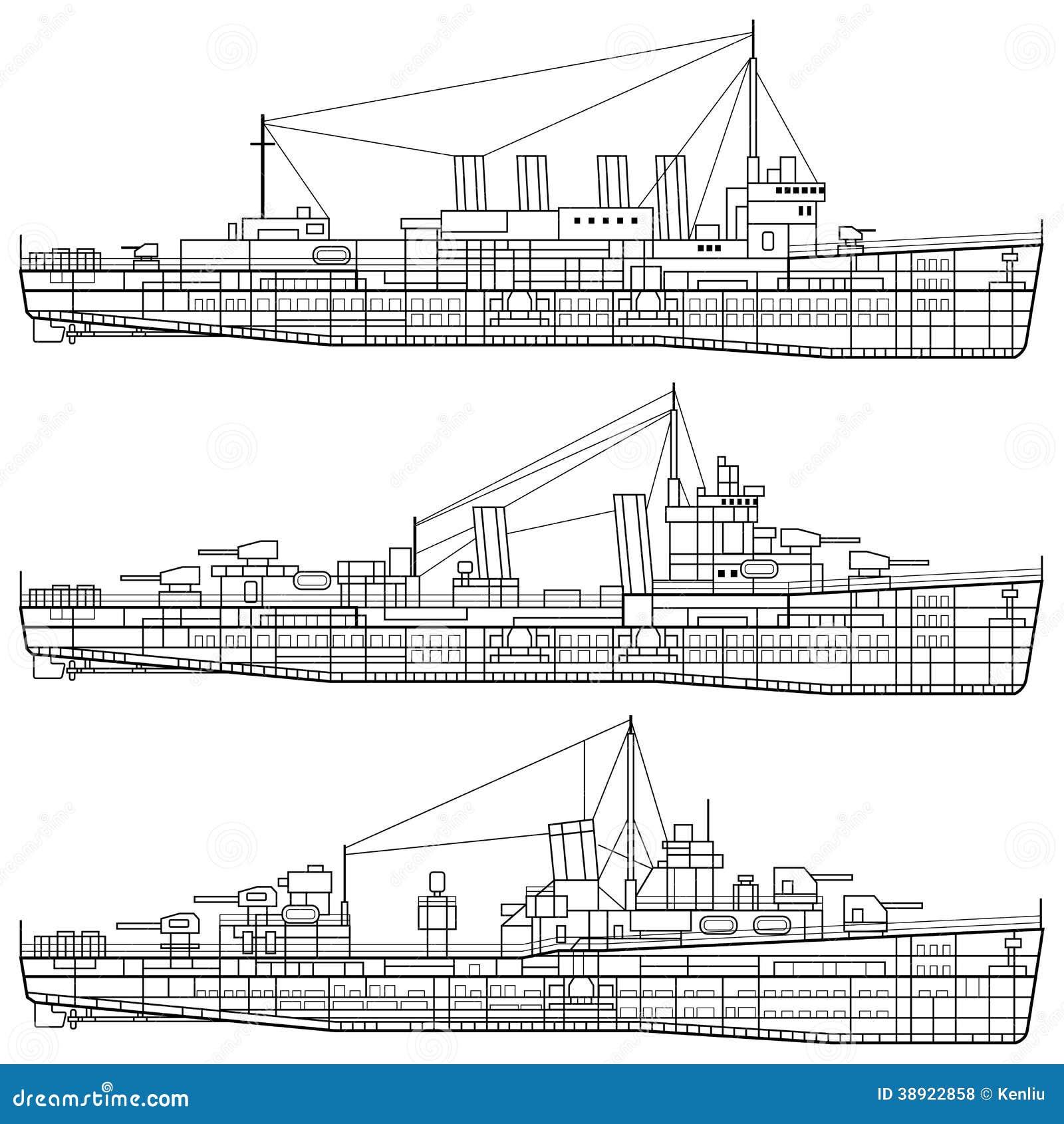 Warship stock vector. Illustration of battleship, fleet - 38922858