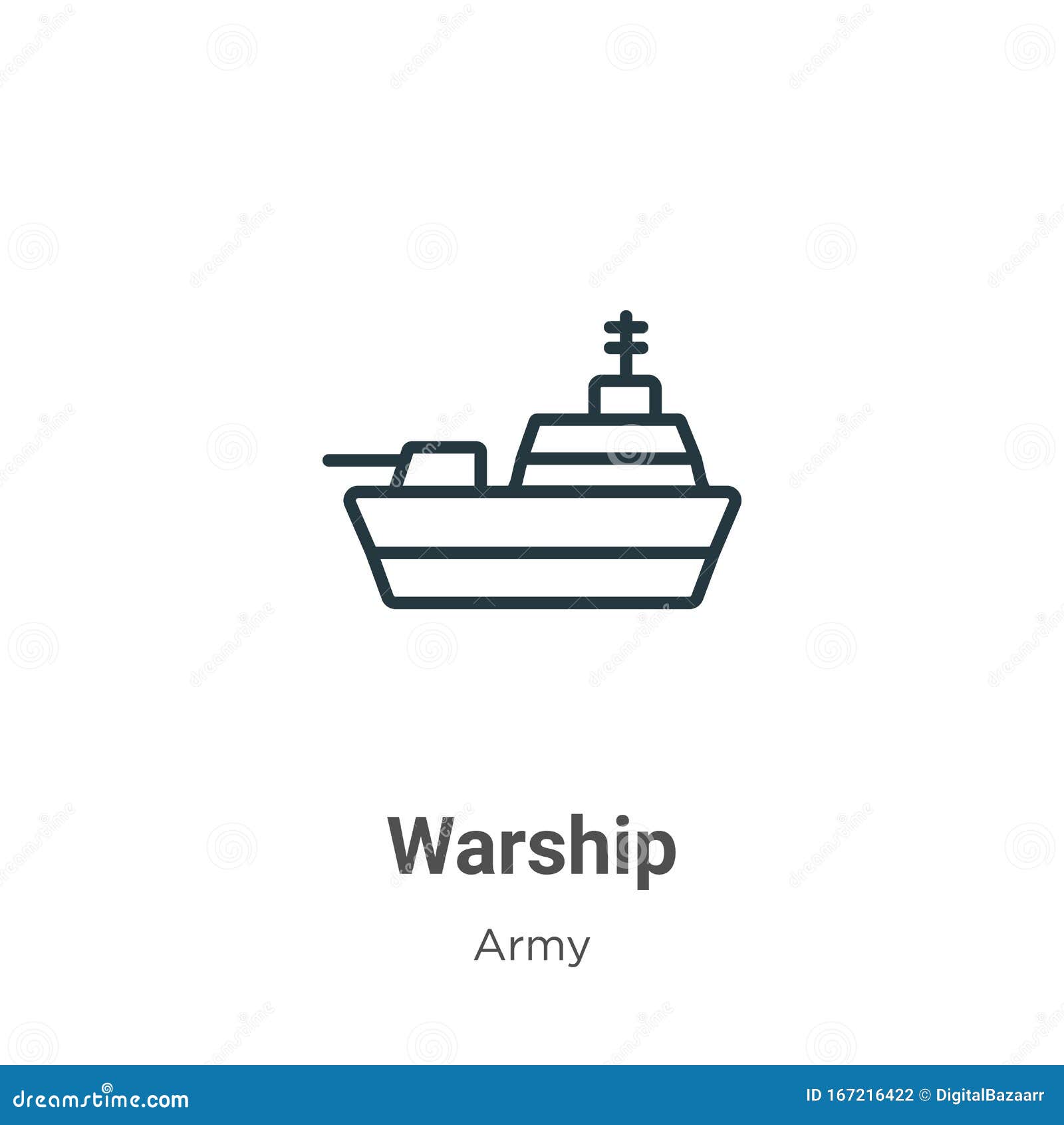 Warship Outline Vector Icon. Thin Line Black Warship Icon, Flat Vector ...