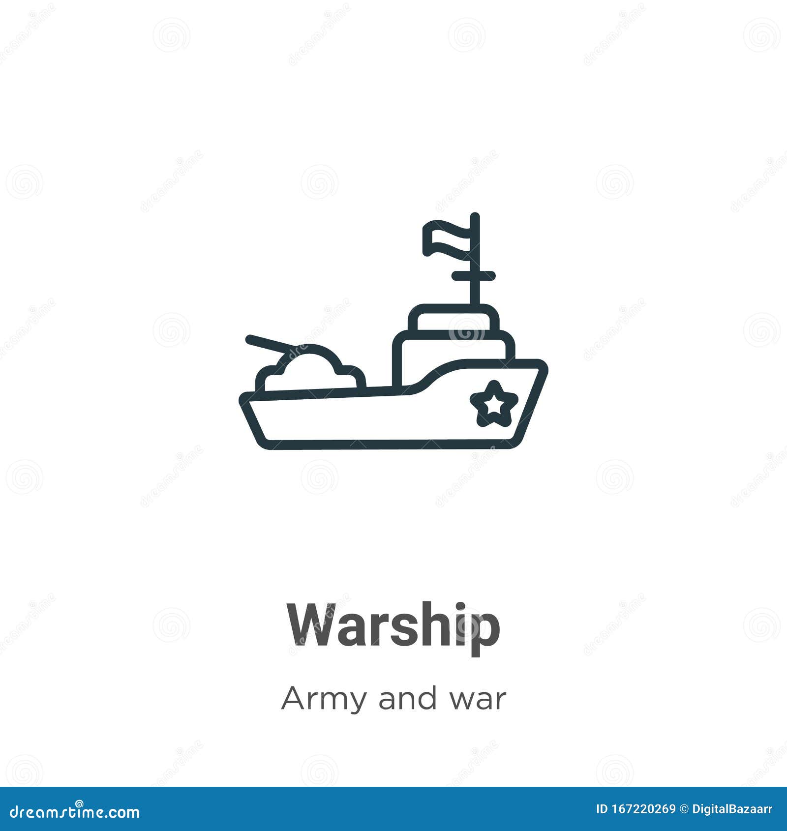 Warship Outline Vector Icon. Thin Line Black Warship Icon, Flat Vector Simple Element ...