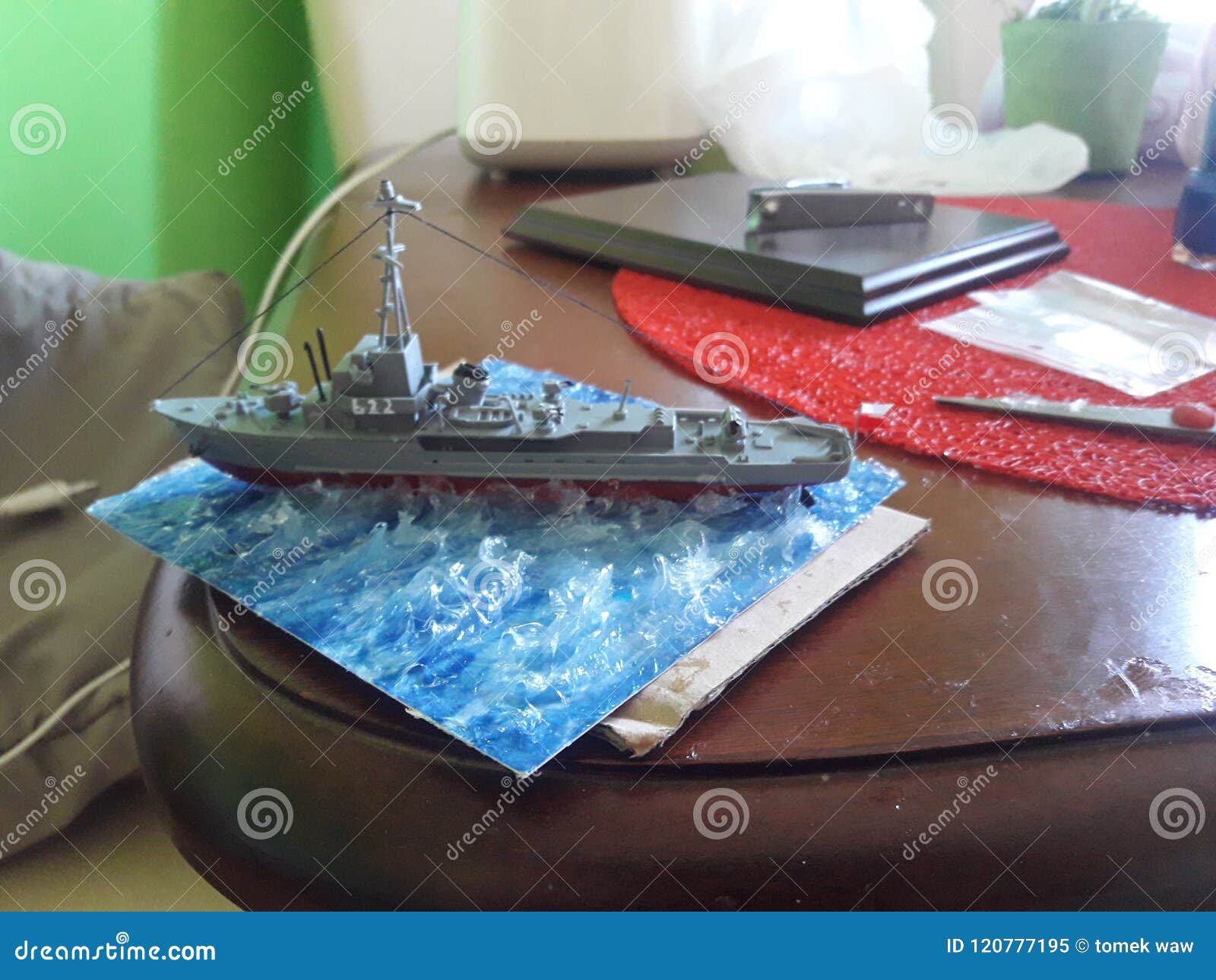 Warship Plastic Model before Stock Image - Image of silicon, water ...
