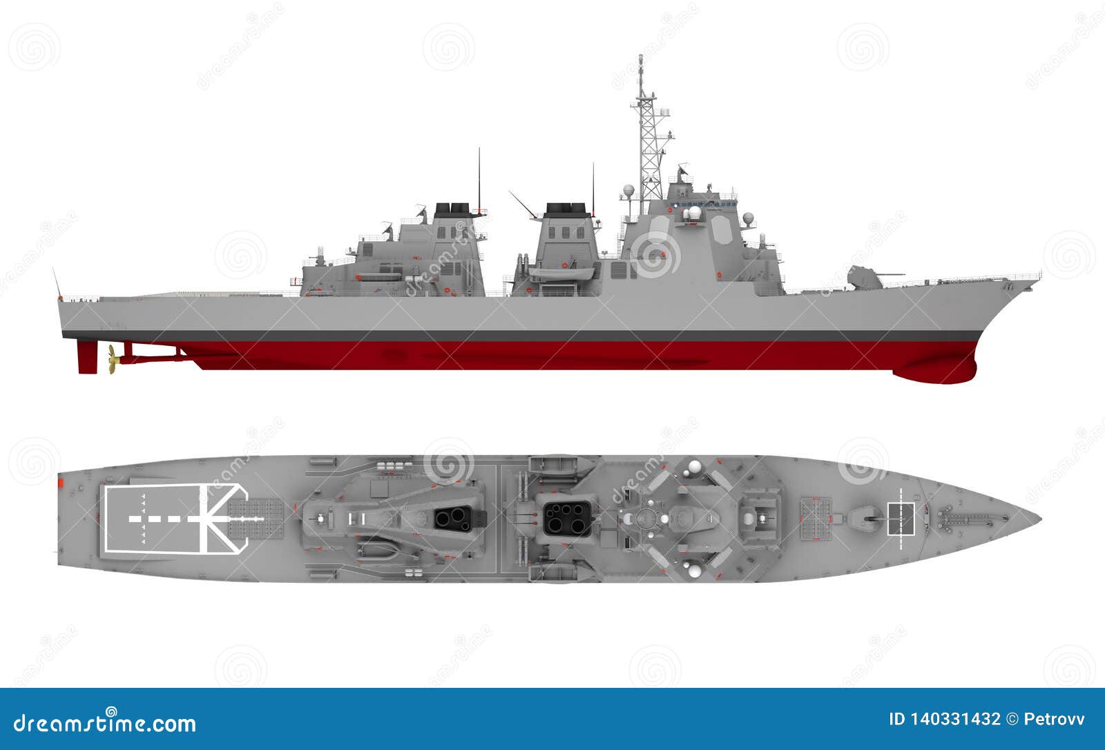 Warship isolated on white stock illustration. Illustration of side ...