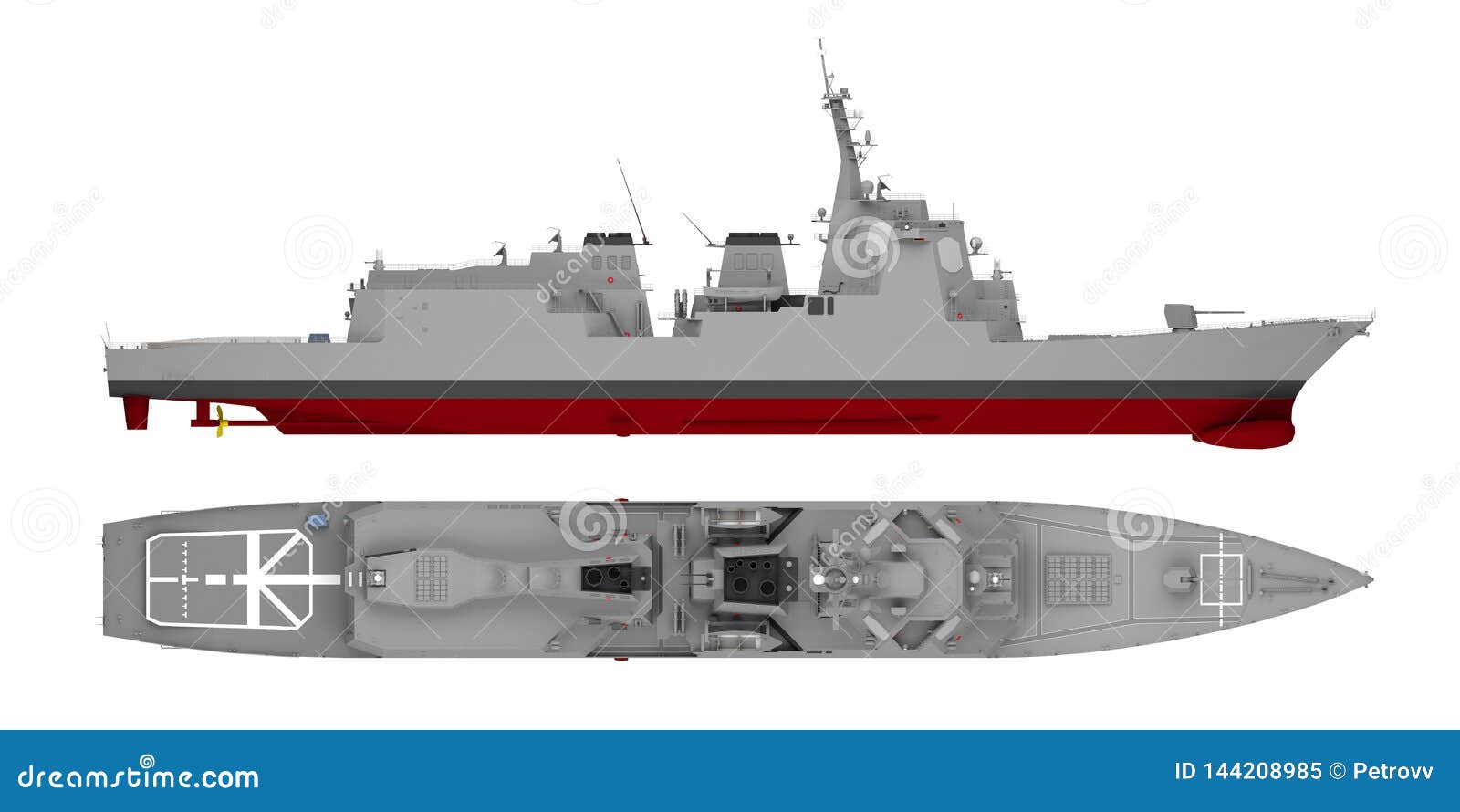Warship Side View. Military Ship. Cartoon Destroyer | CartoonDealer.com ...