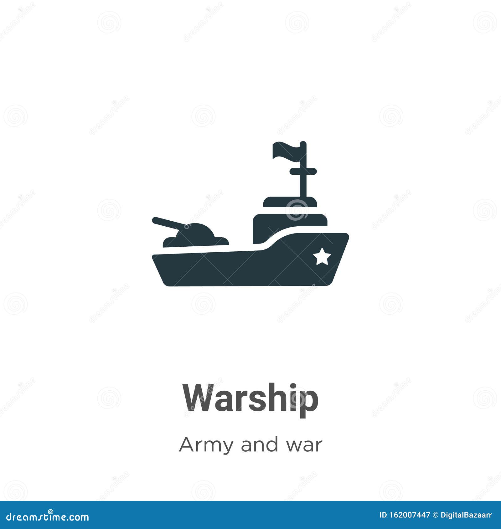 Warship Vector Icon on White Background. Flat Vector Warship Icon ...