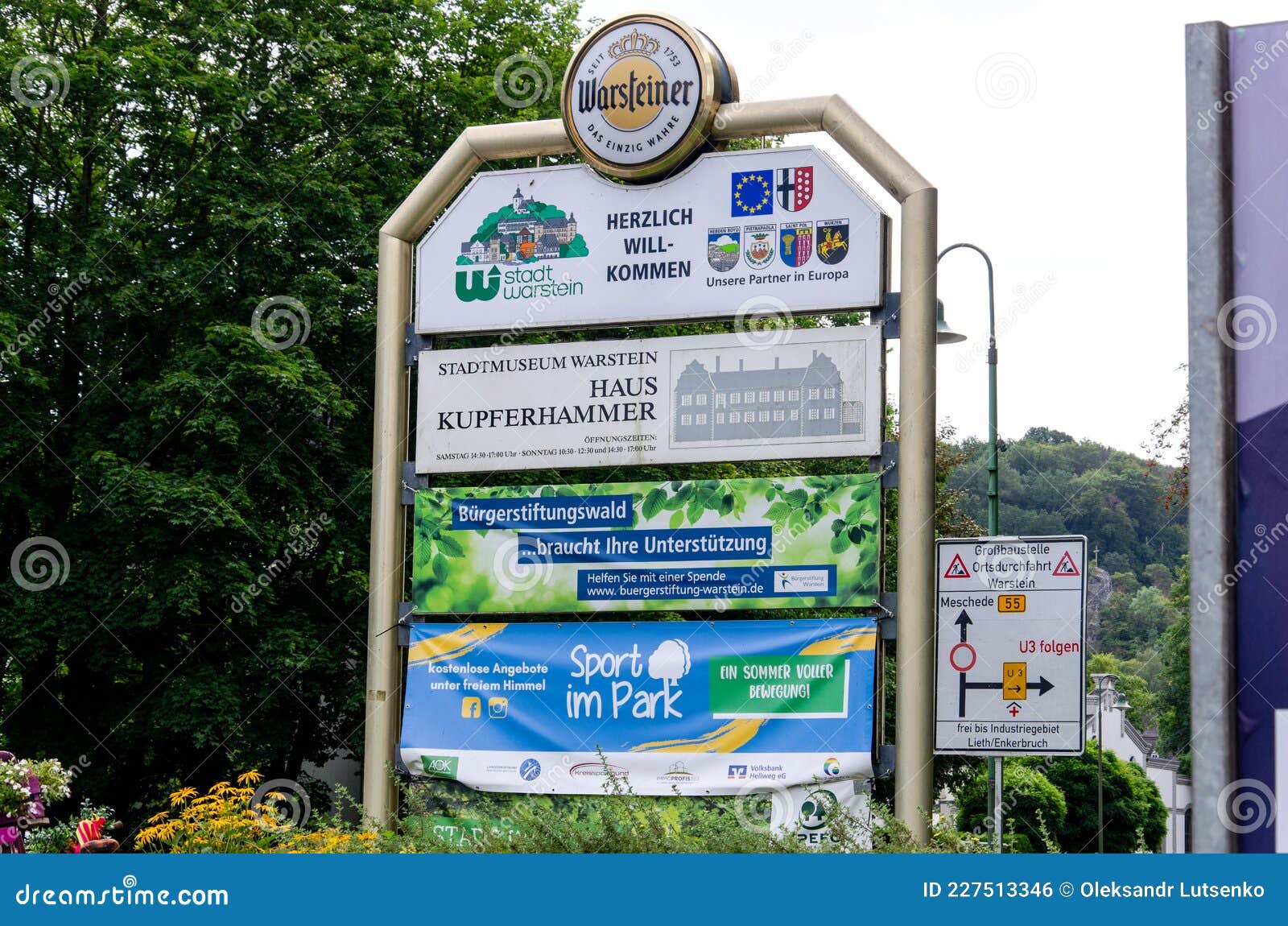 Warstein, Germany - August 15, 2021: Entrance Sign of the Warstein Town ...