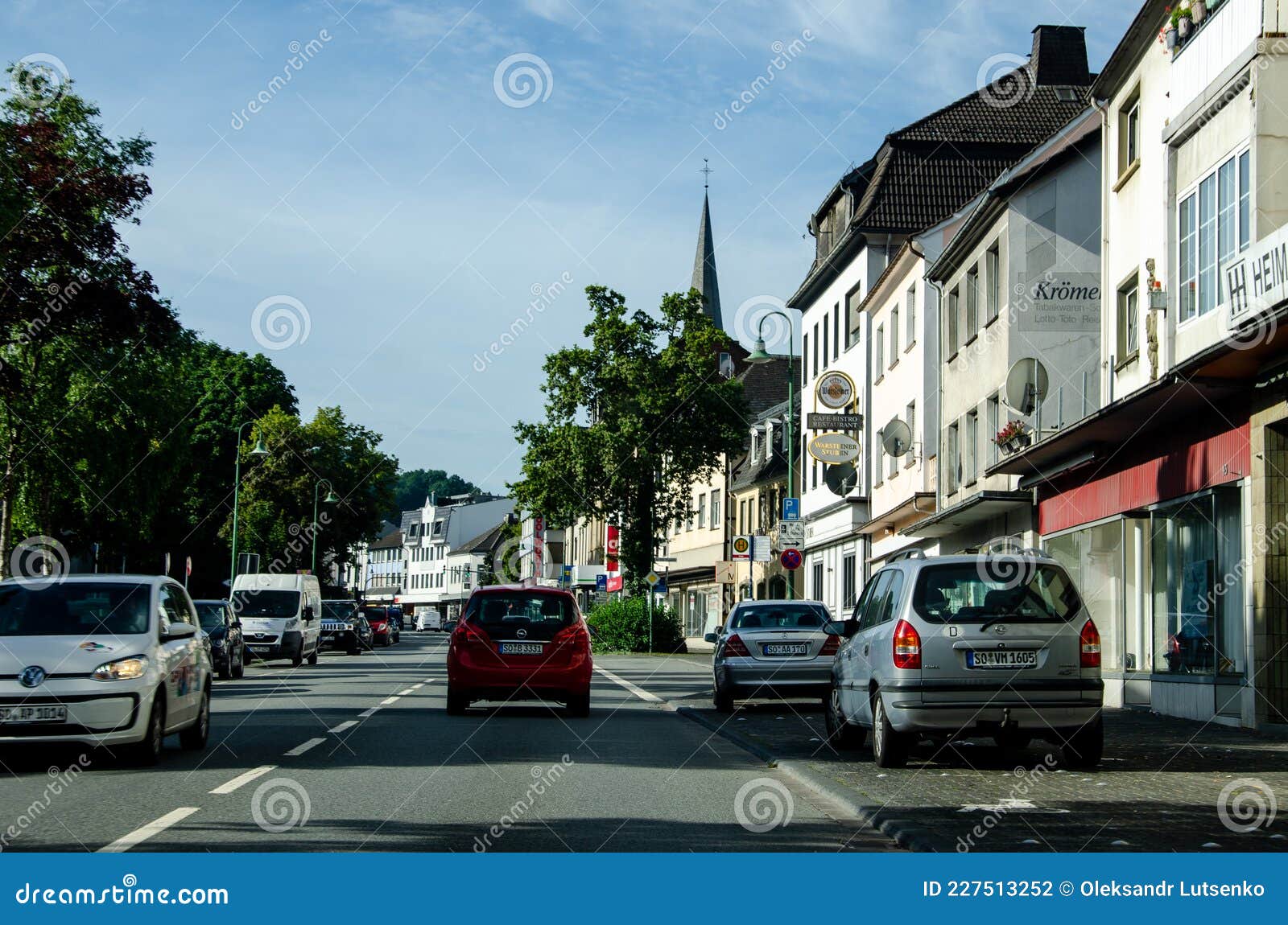 Warstein, Germany - August 15, 2021: Street on the Warstein Town ...