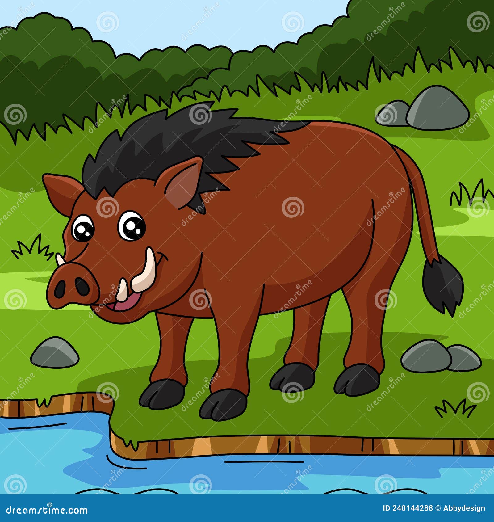 Warthog Cartoon Vector Colored Illustration Stock Vector - Illustration ...