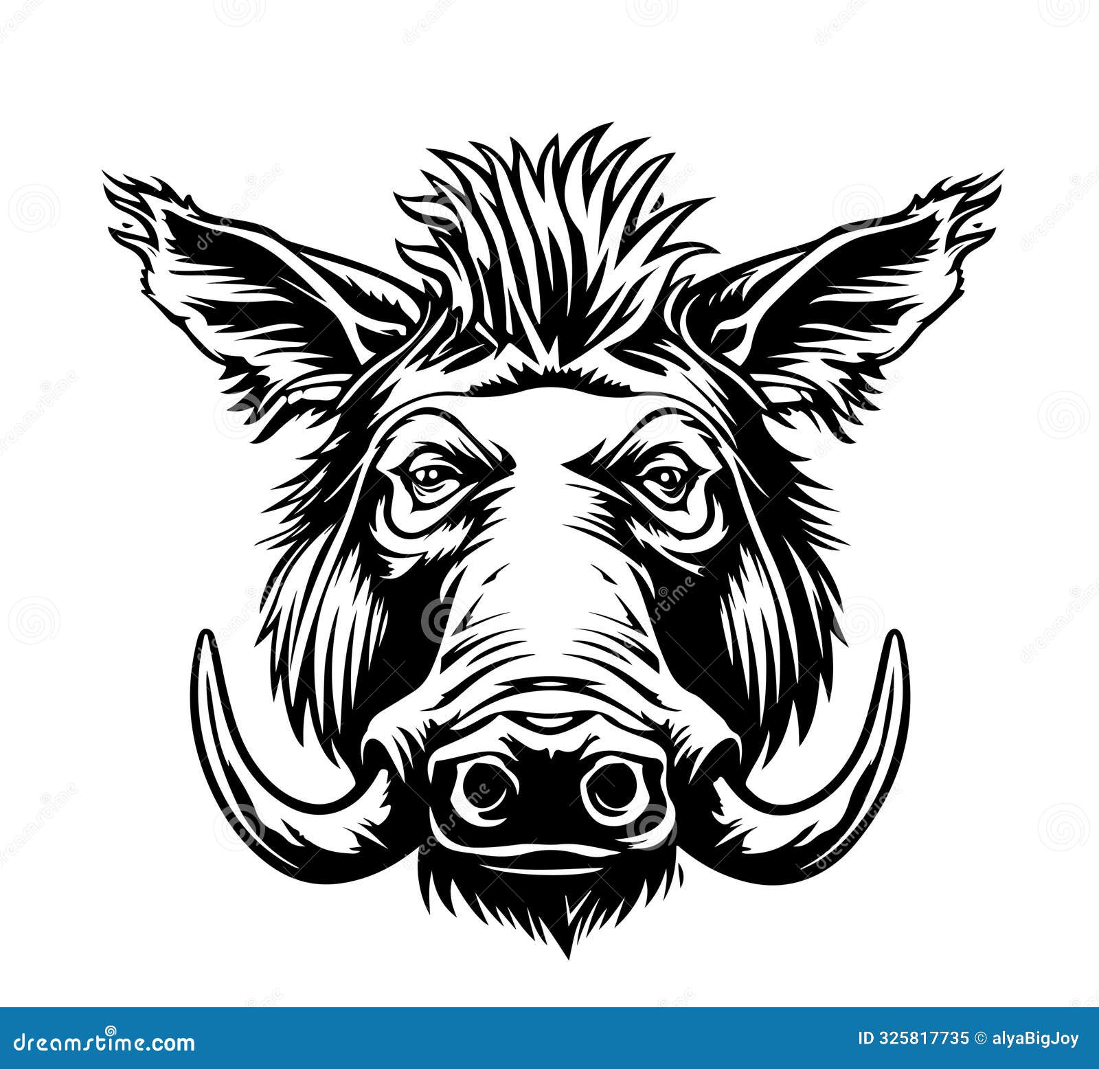 Warthog face illustration stock illustration. Illustration of drawing ...