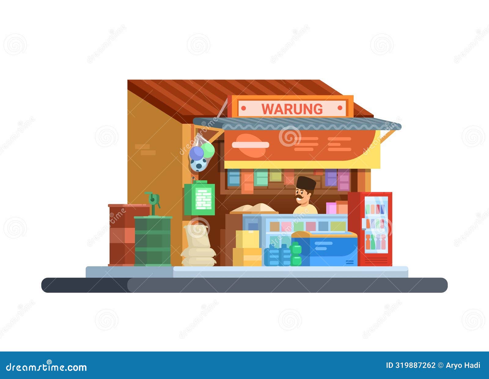 Warung Street Cafe Restaurant With Seller Man, Small Family Owned ... Warung Street Cafe Restaurant With Seller Man, Small Family Owned ...