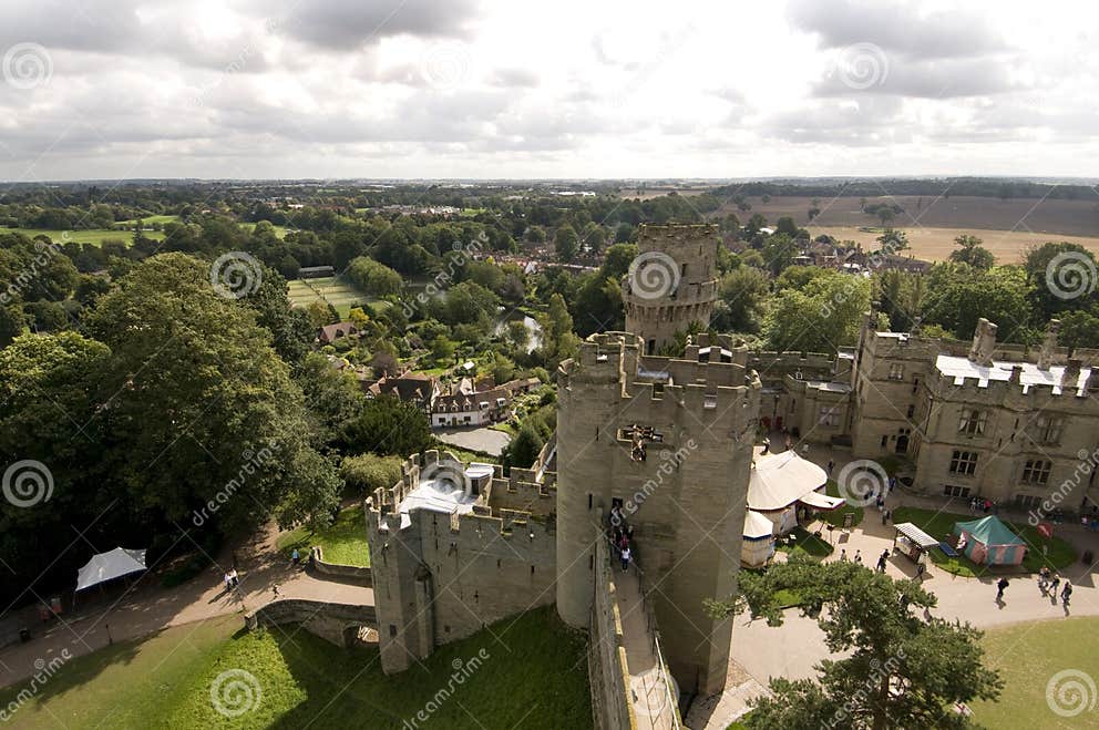 Warwick castle stock image. Image of aerial, warwick, medieval - 6261391