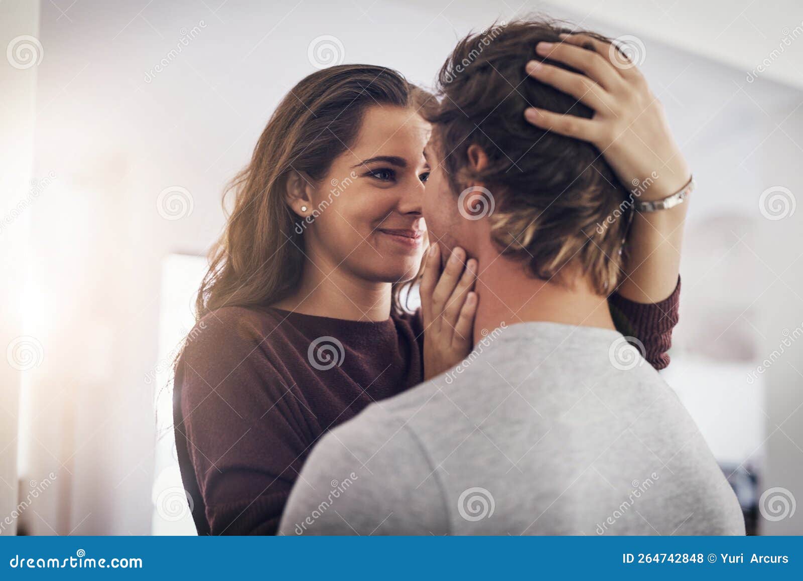 It Was Love at First Sight. an Affectionate Young Couple at Home. Stock ...