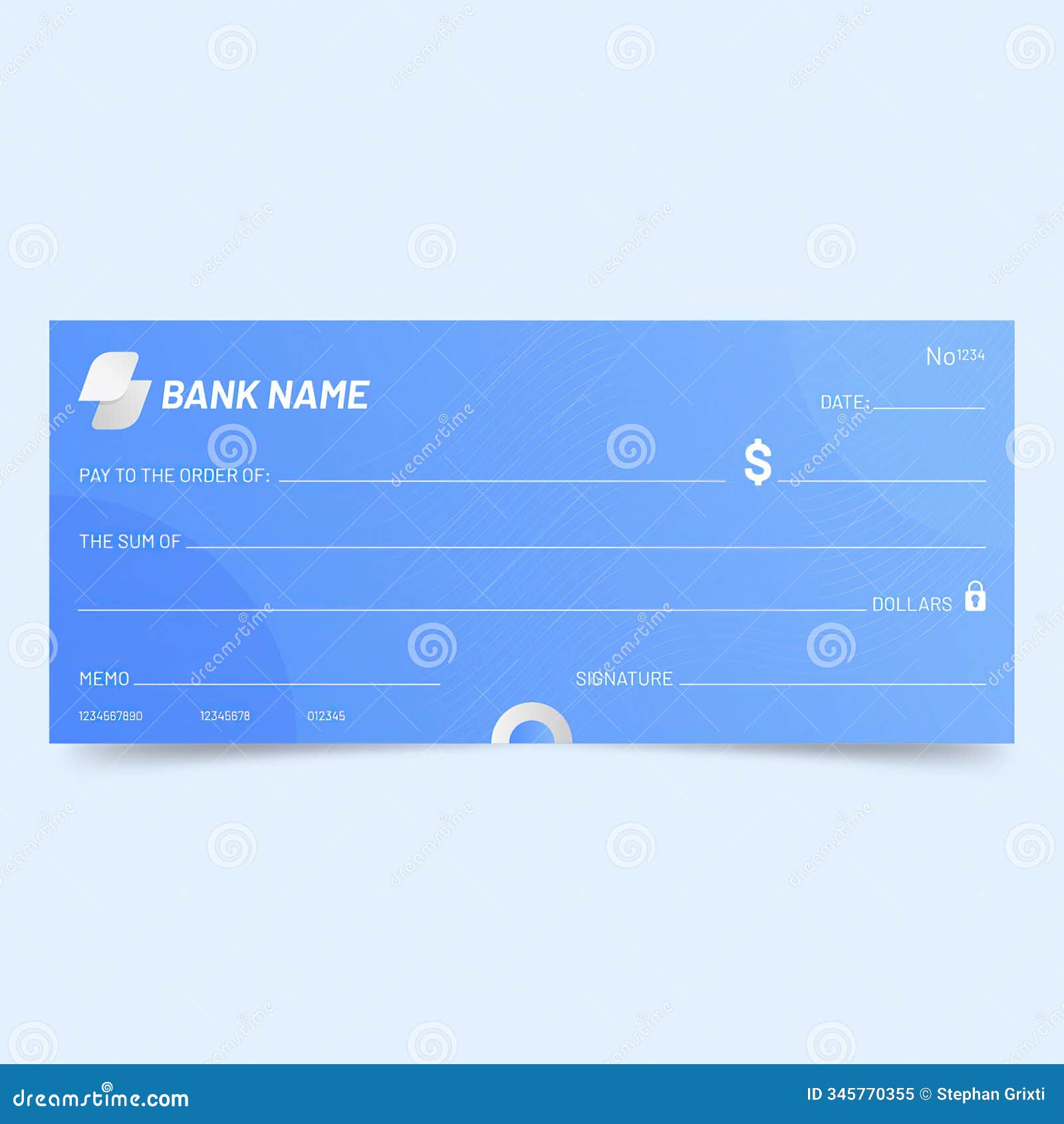 Signed Blank Bank Check Mockup - Fake Check Stock Illustration ...