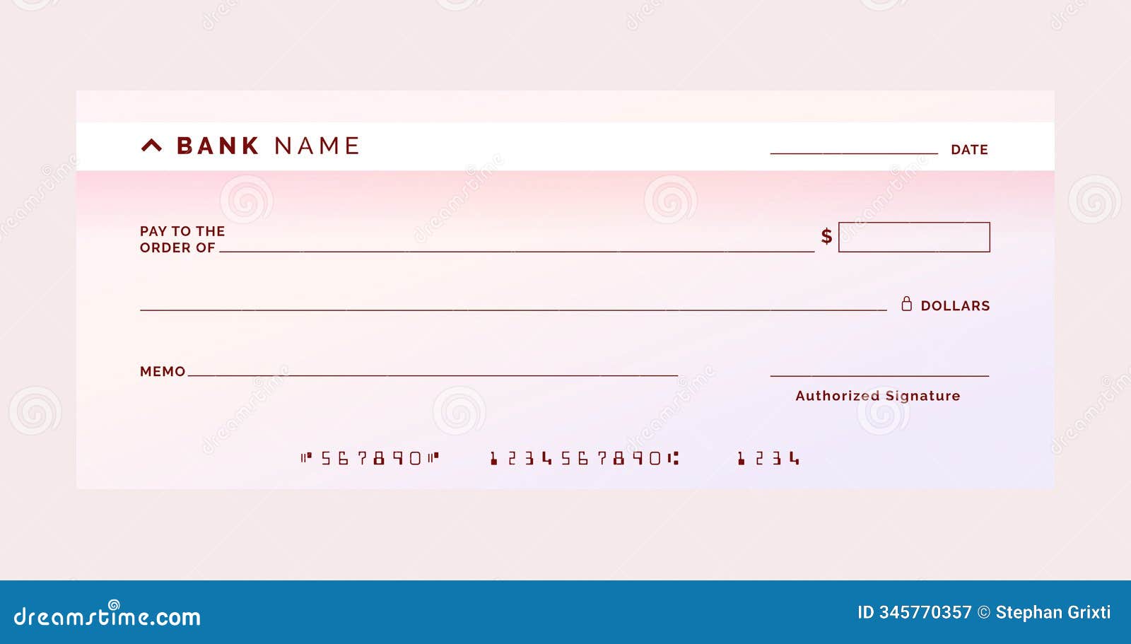 Signed Blank Bank Check Mockup - Fake Check Stock Illustration ...