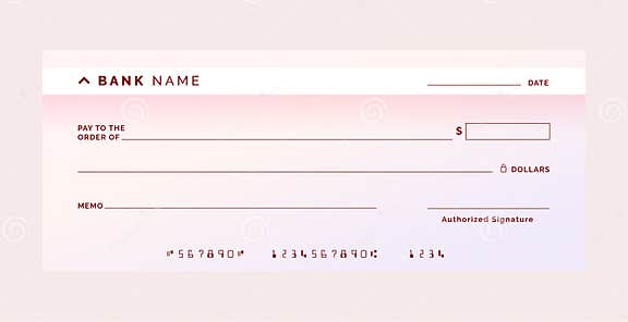 Signed Blank Bank Check Mockup - Fake Check Stock Illustration ...