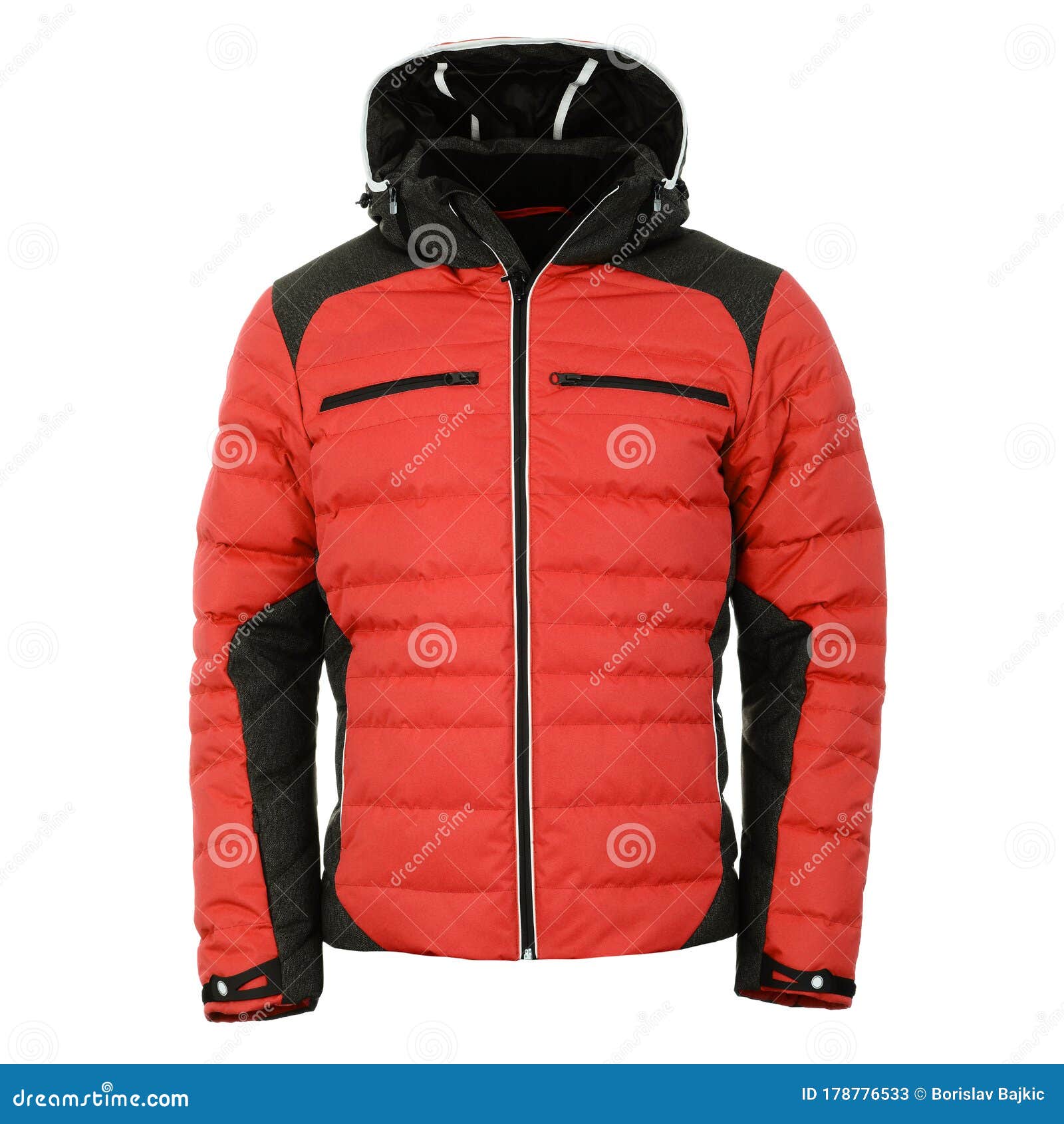 Red Winter Jacket Isolated on White Background Stock Image - Image of ...