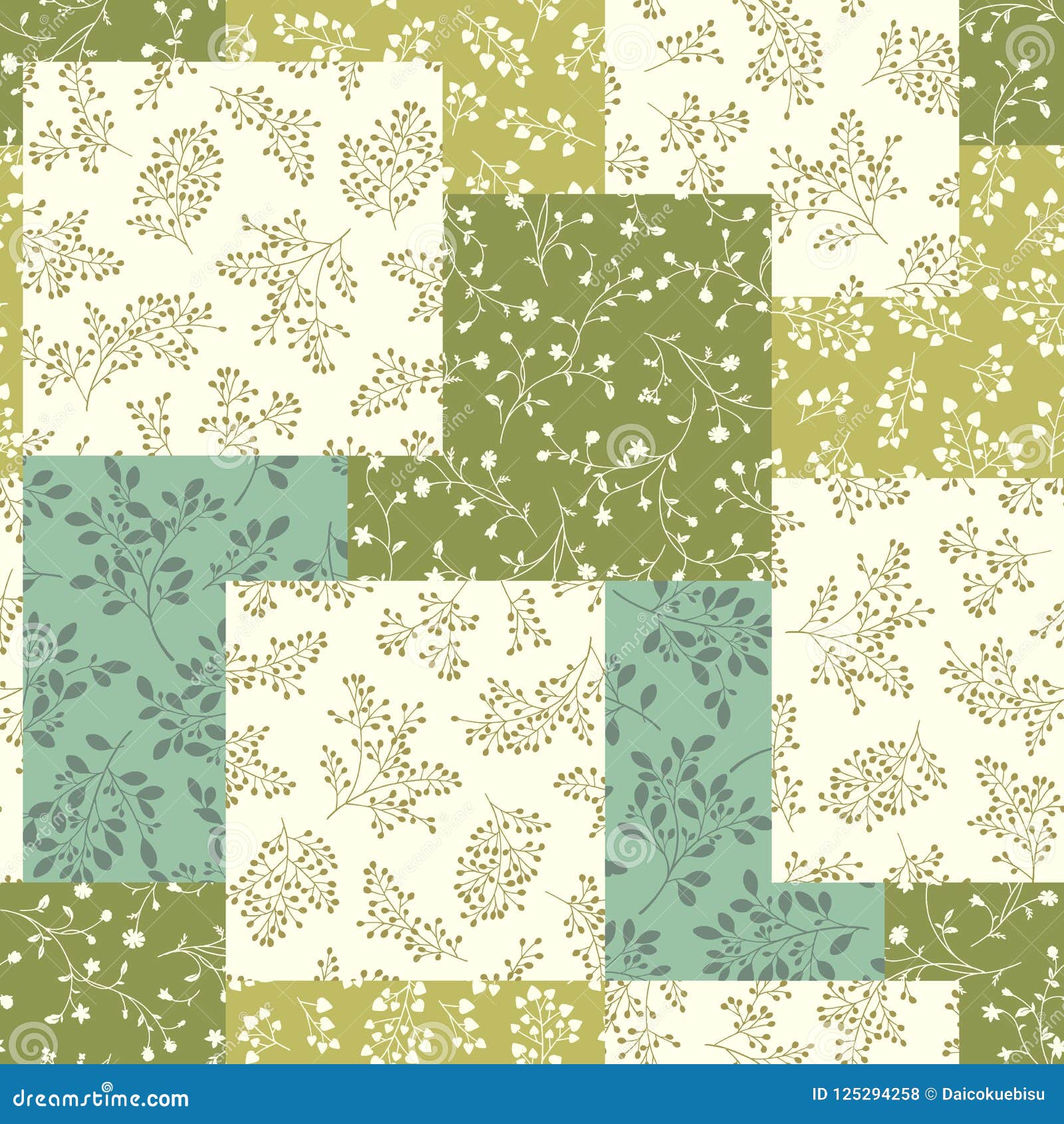 Simple Leaf Patchwork Pattern Stock Illustration - Illustration of ...