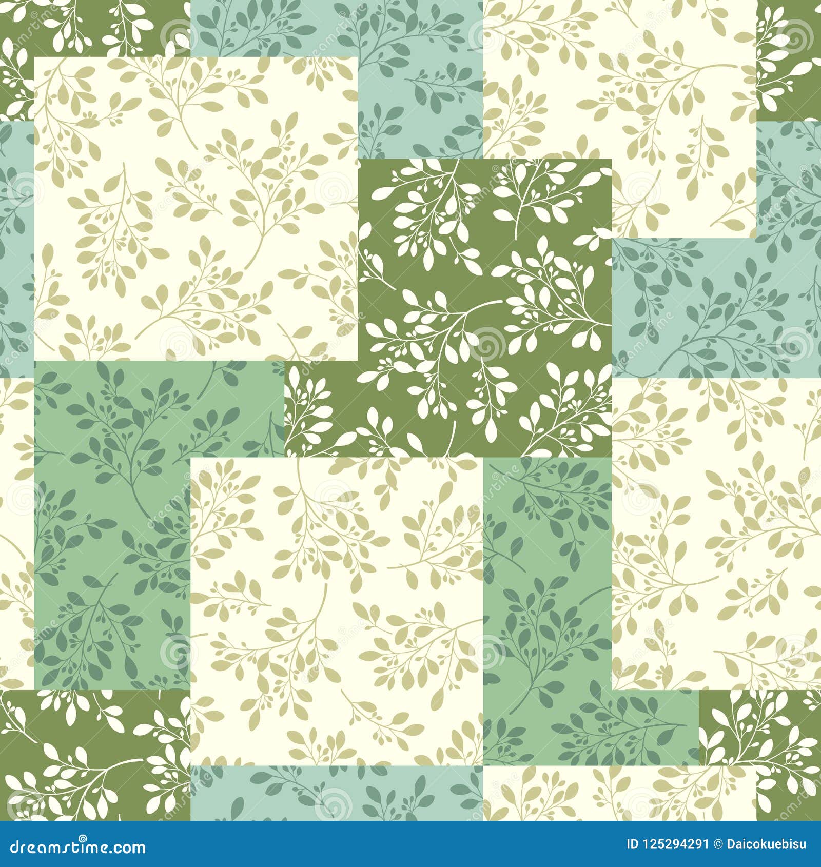Simple Leaf Patchwork Pattern Stock Illustration - Illustration of leaf ...