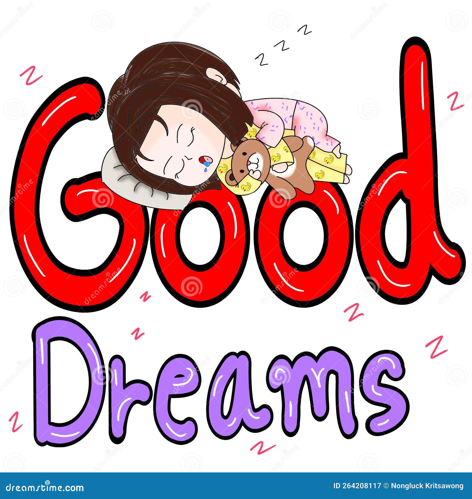 Boy Kid Is Sleeping Soundly Until Drooling, Doodle Icon Image Kawaii ...