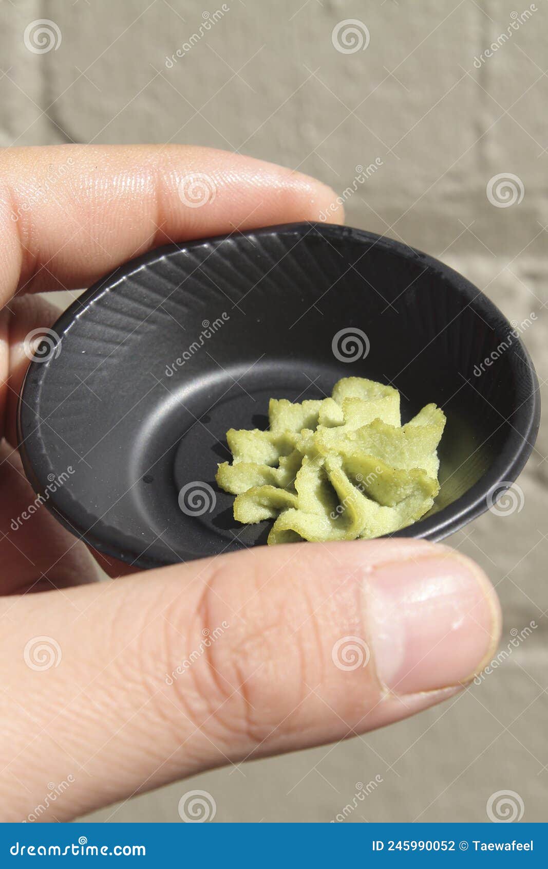 Wasabi in a Cup, the Cup Handle Wasabi, Wasabi Paste Cup Down on the ...